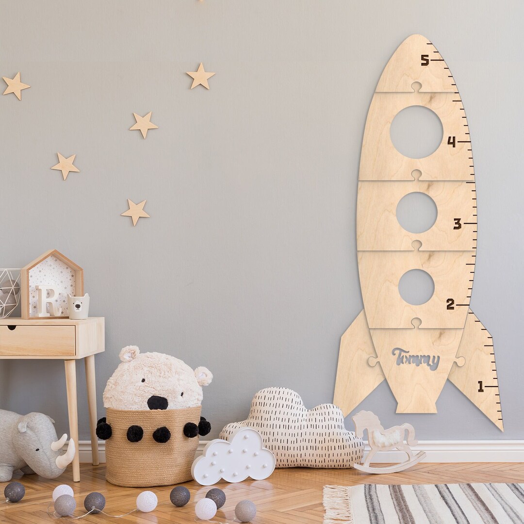 Rocket Growth Chart, Growth Chart Wood, Kids Growth Chart for Wall ...