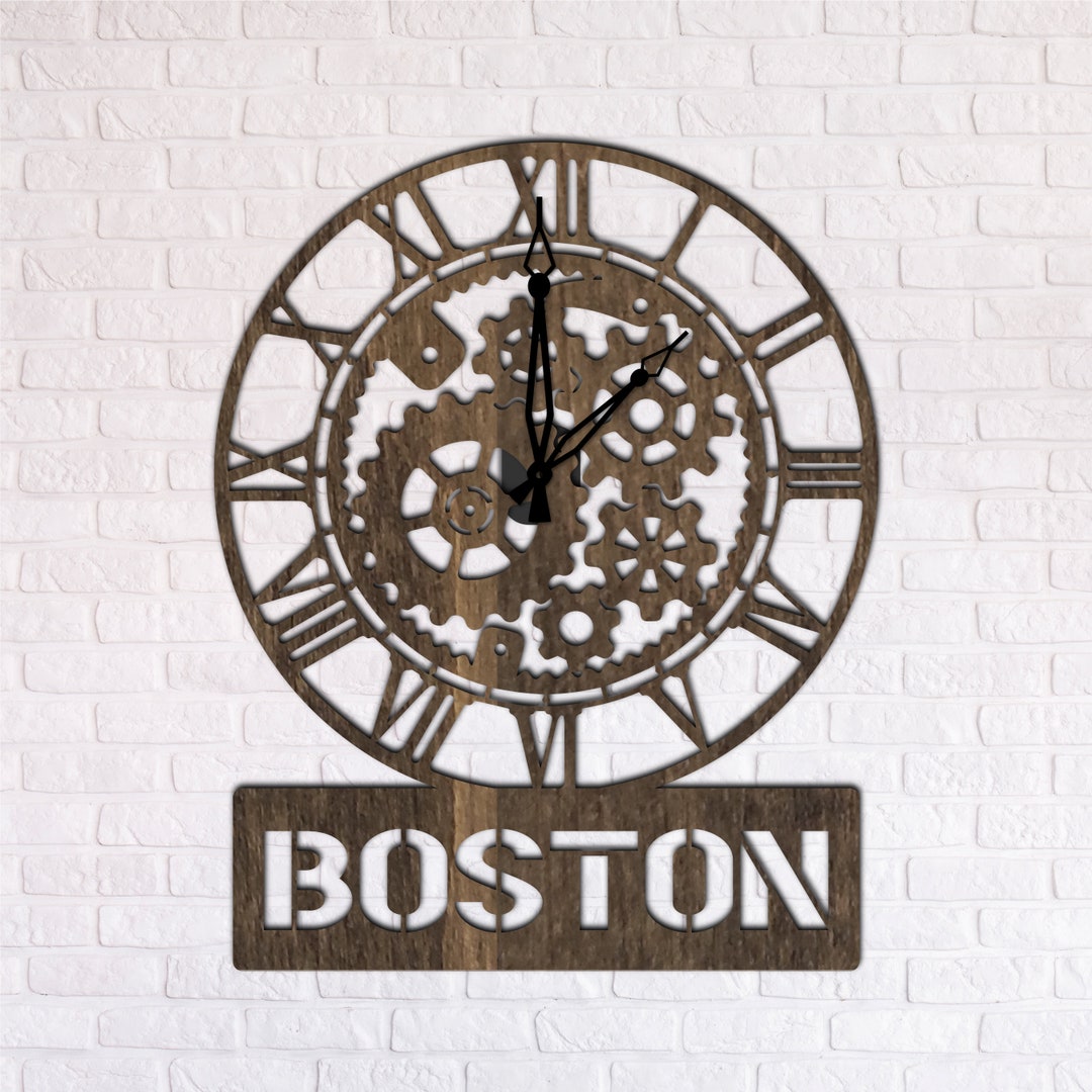 City Clock, Custom City Clock Wood, City Wall Clock, Office Wall Clock ...