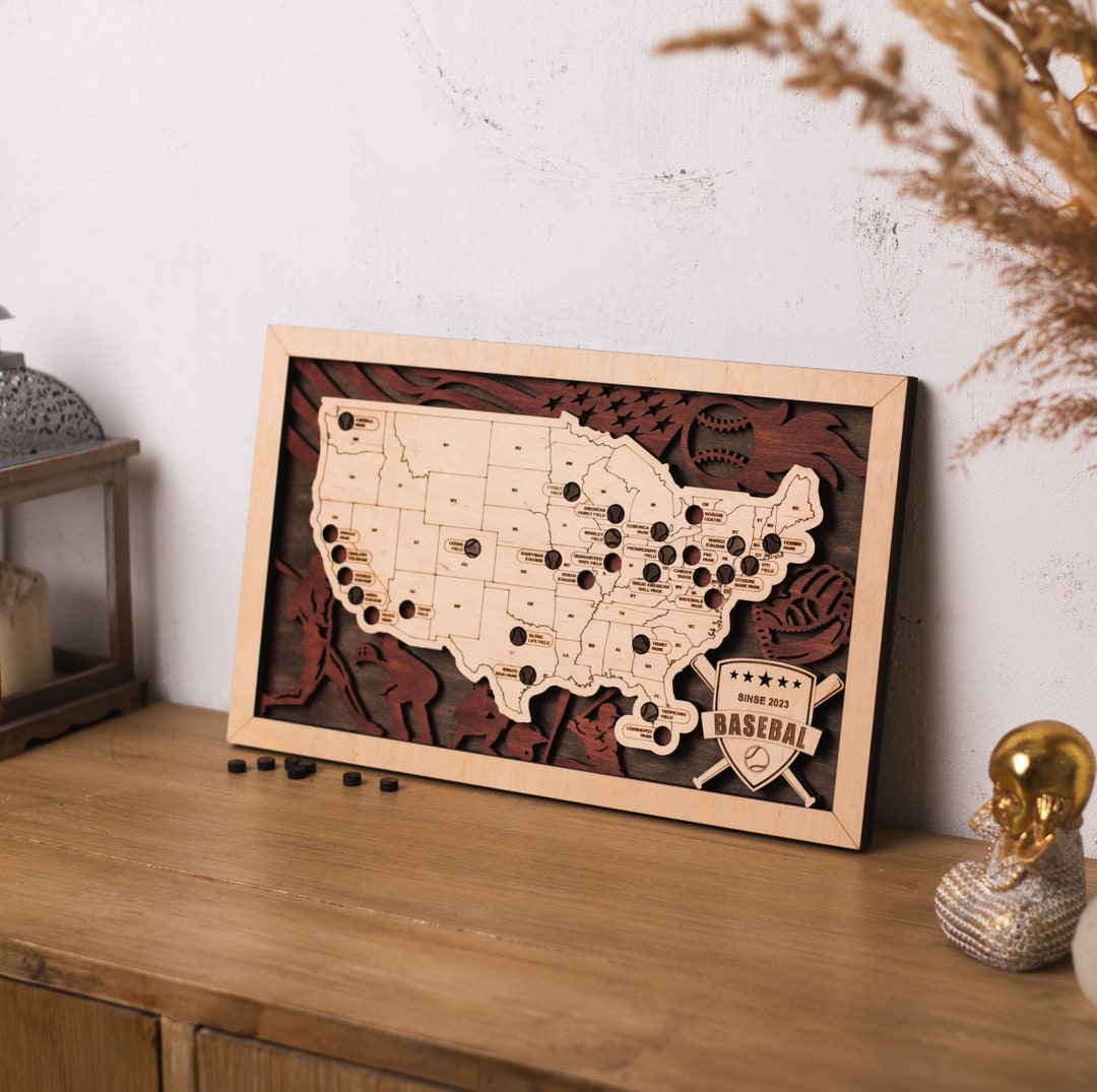 Baseball Stadium Map Tracker, Baseball Bucket List, Mlb Stadium Map for ...