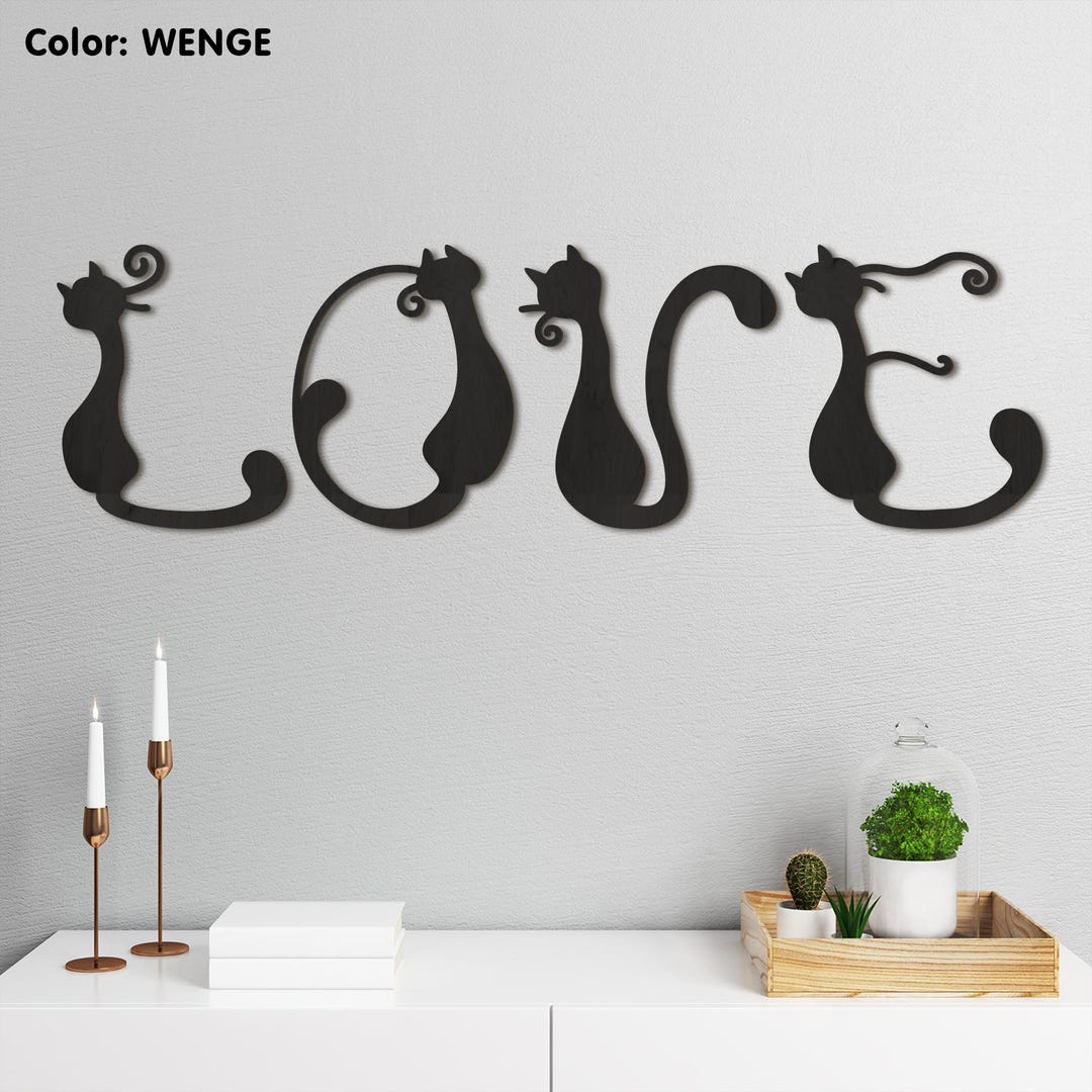 Wood Cat Wall Art, Cat Wall Decor Nursery, Cat Wall Sign, Cozy Cat Wall ...