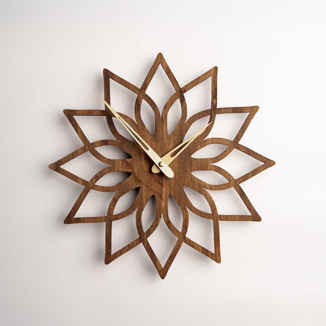 Flower Wall Clock, Floral Wall Clock, Oversized Wall Clock Wood, Wall ...