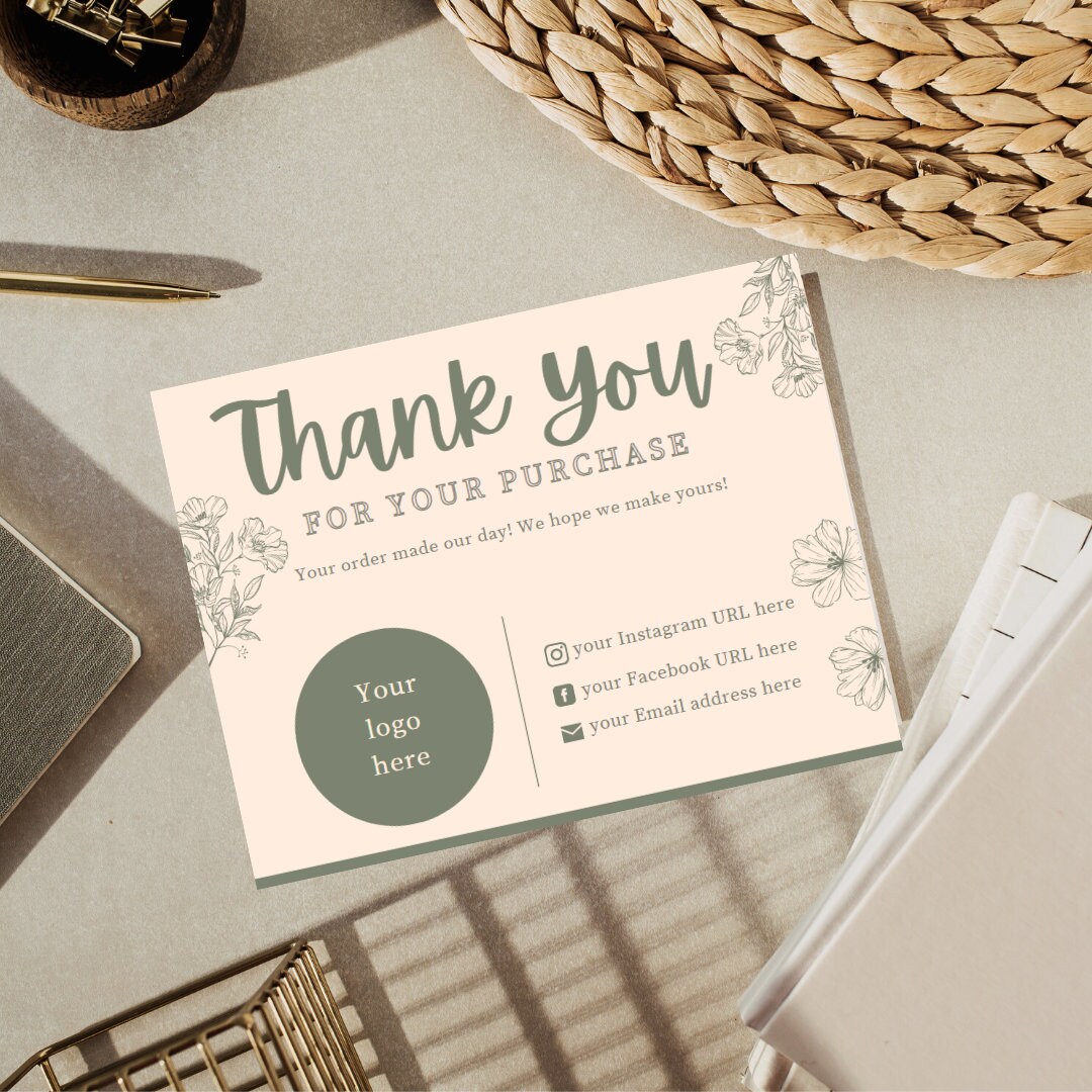 Thank You Card Editable Template / Printable / Instant Download / Canva ...