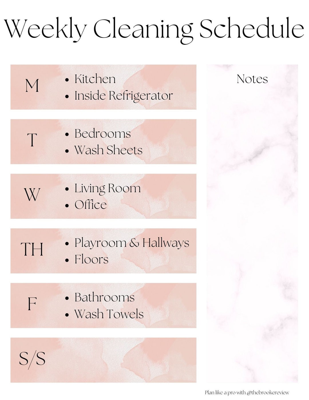 Weekly Cleaning Schedule Mom Planner Printable Download - Etsy