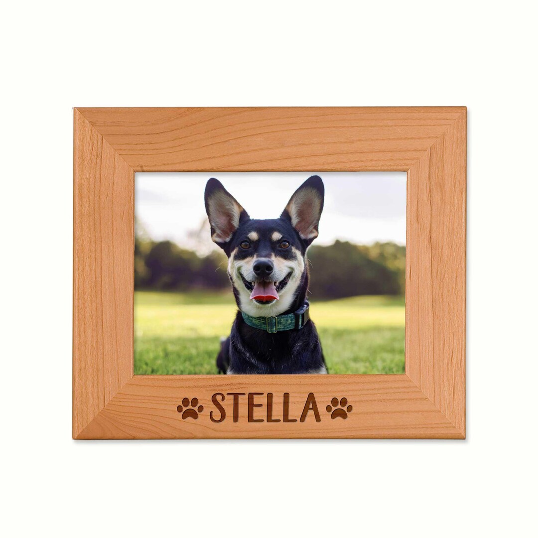 Personalized Dog Frame | Custom Dog Wood Picture Frame Laser Engraved ...