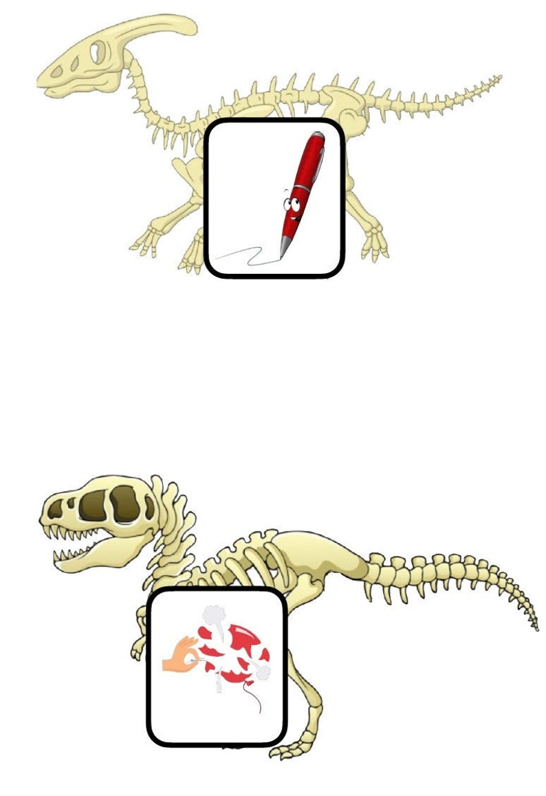 24 Cute Dinosaur CVC Words. Match the Bones to the Dinosaurs. laminate ...