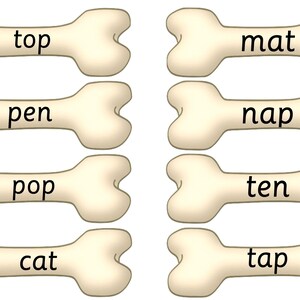 24 Cute Dinosaur CVC Words. Match the Bones to the Dinosaurs. laminate ...