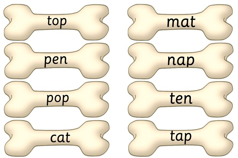 24 Cute Dinosaur CVC Words. Match the Bones to the Dinosaurs. laminate ...