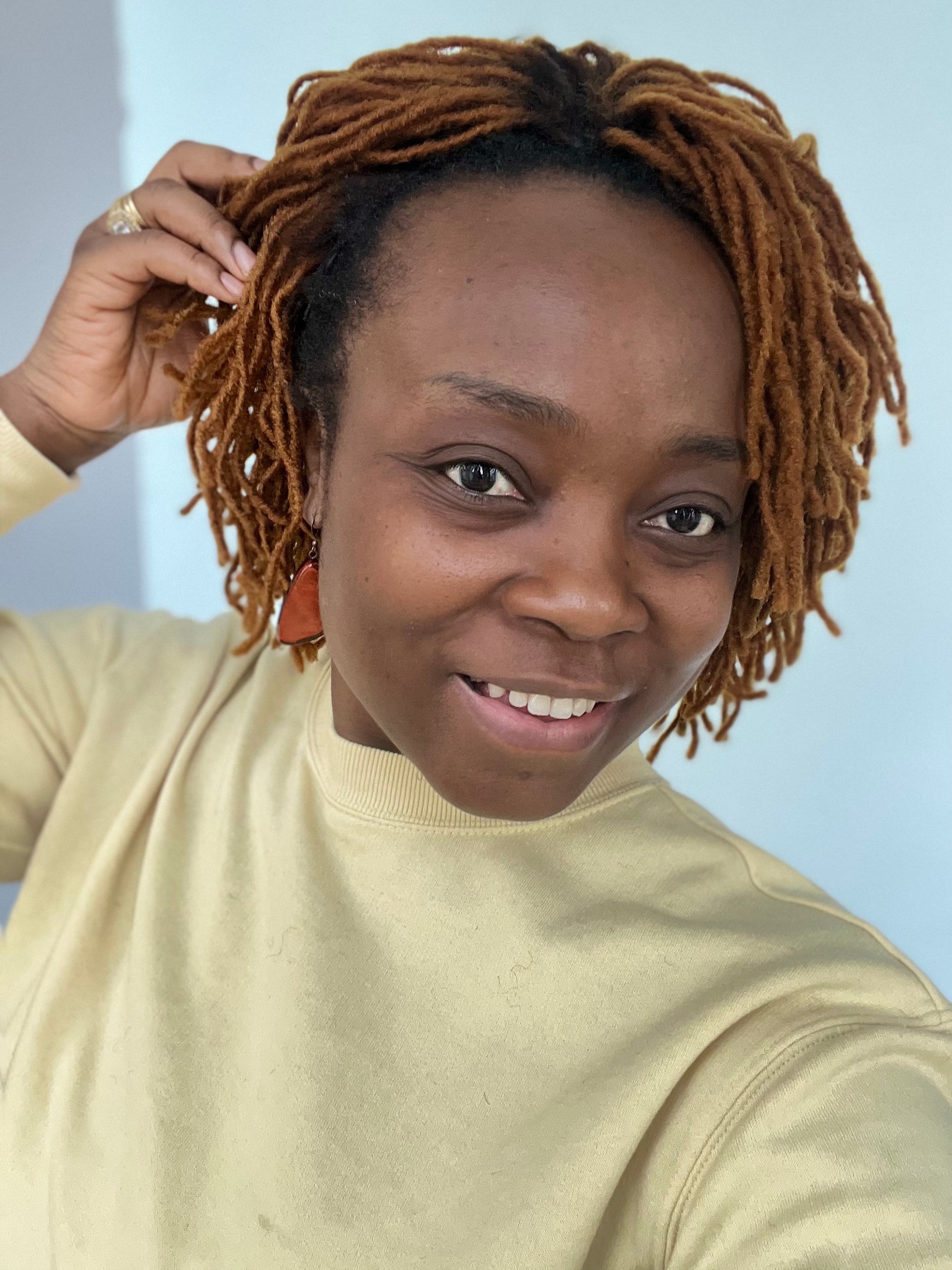 Brown Short Hand-twisted Sister Locs Dreadlocks Faux Locs Braided Wig ...