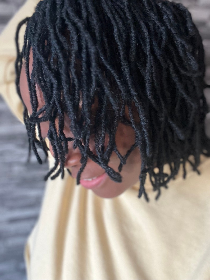 Black Short Hand Twisted Sister Locs Short Handmade Wigs - Perfect for ...