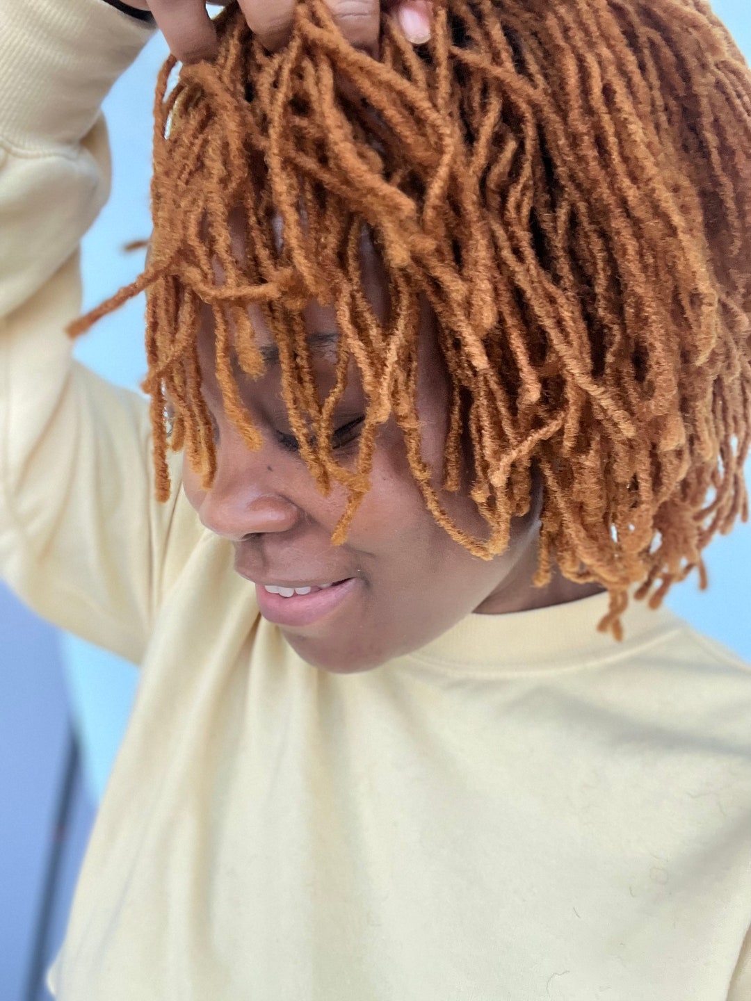 Brown Short Hand-twisted Sister Locs Dreadlocks Faux Locs Braided Wig ...