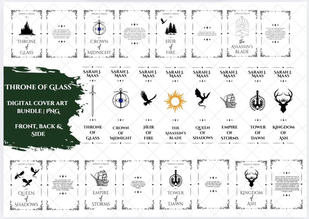 Throne of Glass Bookbinding Cover Design. PNG - Etsy