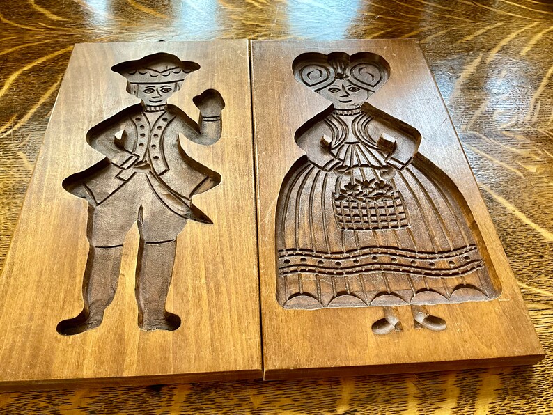 Hanging Wooden Butter Molds Cookie Molds Patriotic Man & Woman Holding ...