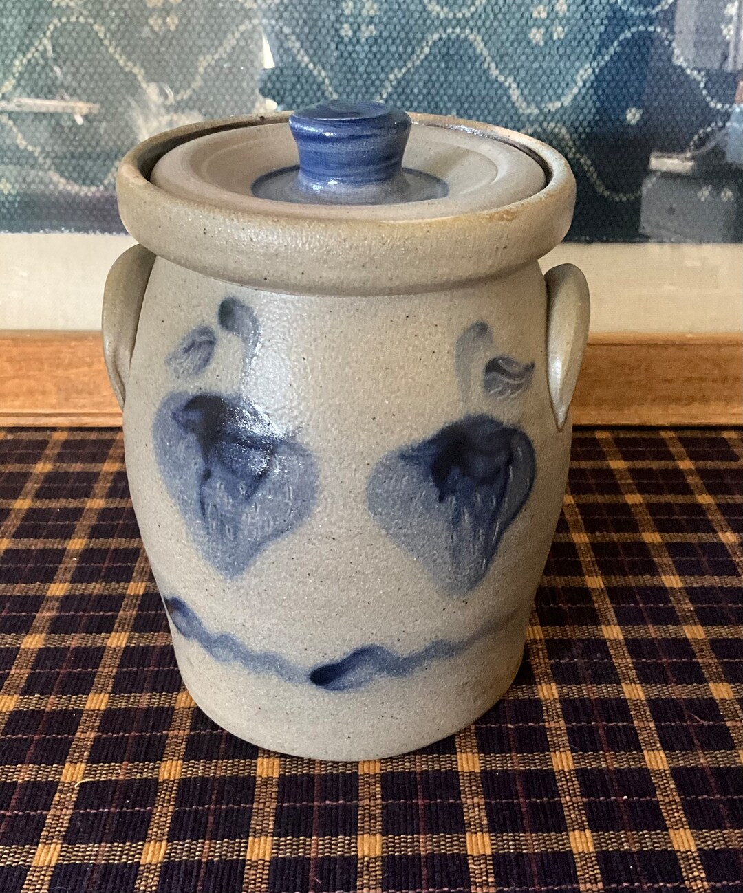 Rowe Pottery Works 1992 Strawberry Crock With Lid Handmade in the USA ...
