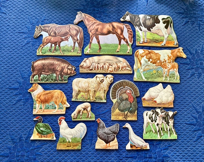 Set of 16 Antique Cardboard Farm Animal Cut Outs 1930s - Etsy