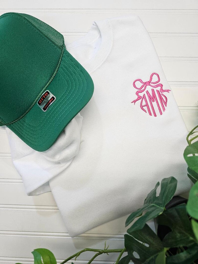 Embroidered Bow Monogram Sweatshirt: Jerzee Nublend Crewneck - Etsy