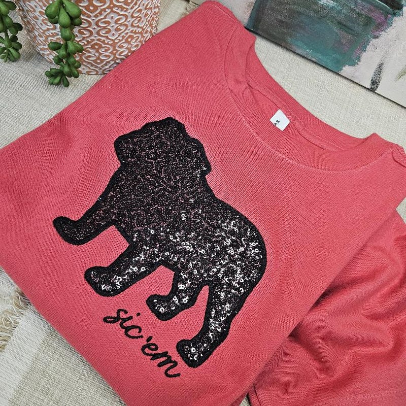 Sequin Georgia Bulldog Applique - Etsy