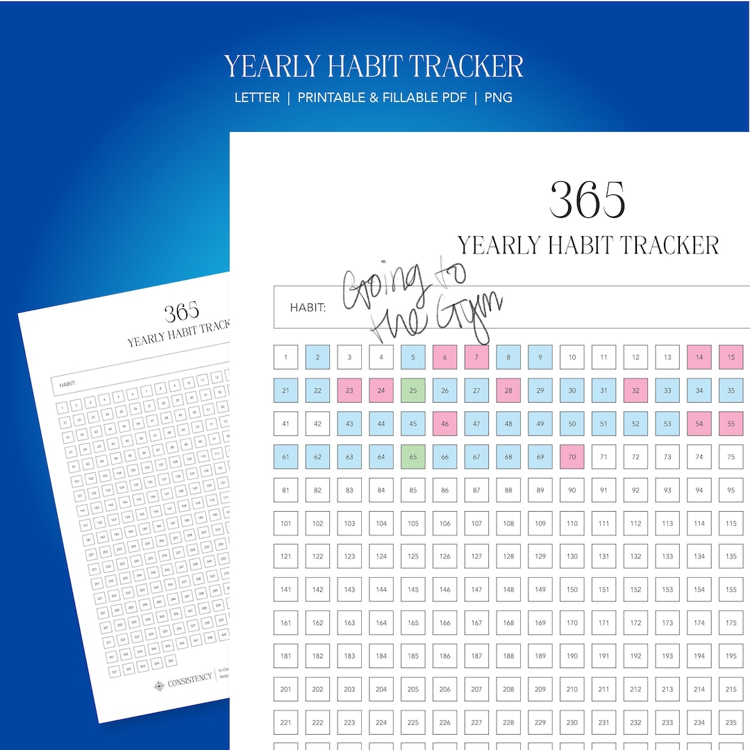 365 Yearly Habit Tracker Habit Tracker Template, Routine Checklist ...