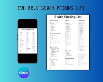 Printable Packing List - Packing List - Printable - Editable - Summer ...