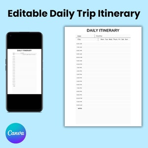 Print Trip Itinerary - Daily Itinerary - Printable - Editable ...