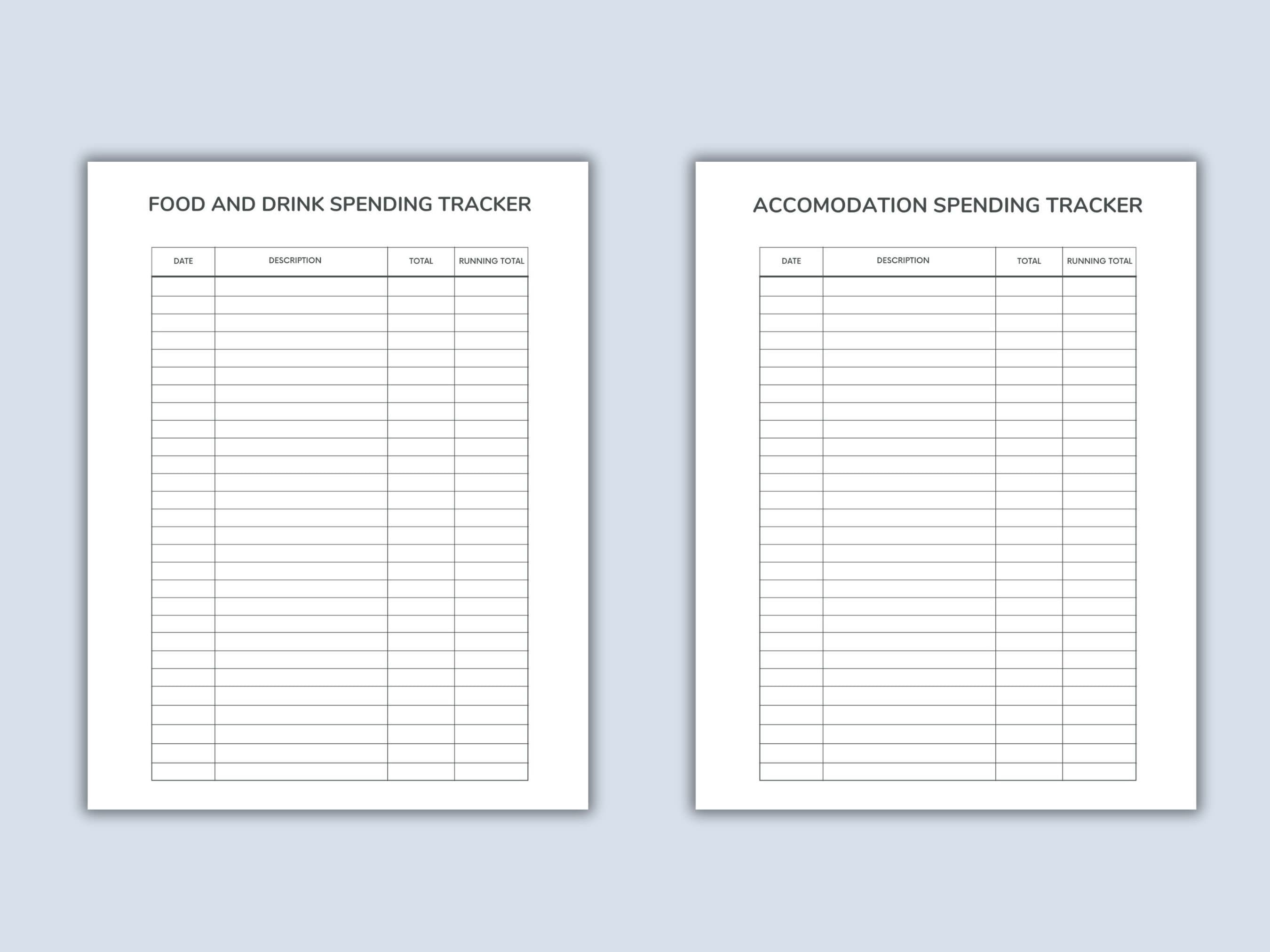 Spending Tracker - Printable Spending Tracker - Printable Trip Spending ...