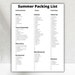 Printable Packing List - Packing List - Printable - Editable - Summer ...