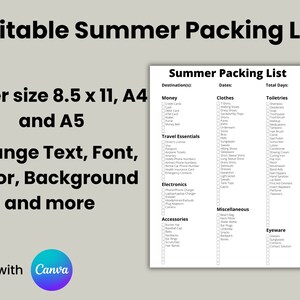 Printable Packing List Packing List Printable Editable - Etsy