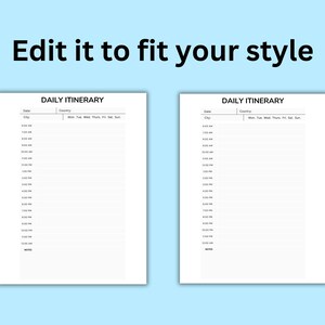 Print Trip Itinerary - Daily Itinerary - Printable - Editable ...
