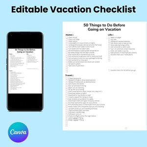 Travel Checklist - Vacation Checklist - Printable Checklist - Digital Checklist - to Do List ...