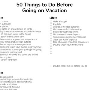 Travel Checklist - Vacation Checklist - Printable Checklist - Digital ...