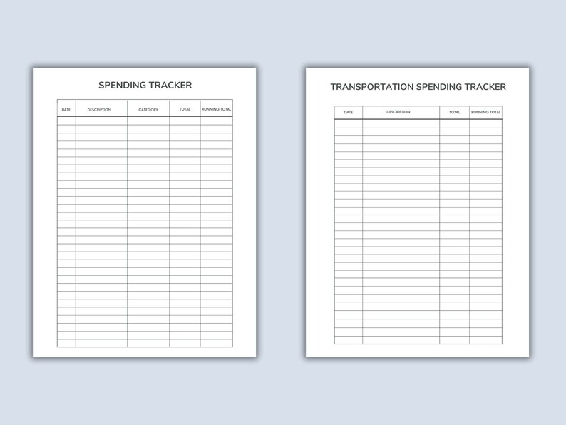 Spending Tracker - Printable Spending Tracker - Printable Trip Spending ...