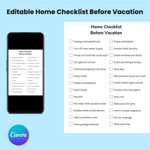 Home Trip Checklist, Home Vacation Checklist, Checklist, Printable Home ...