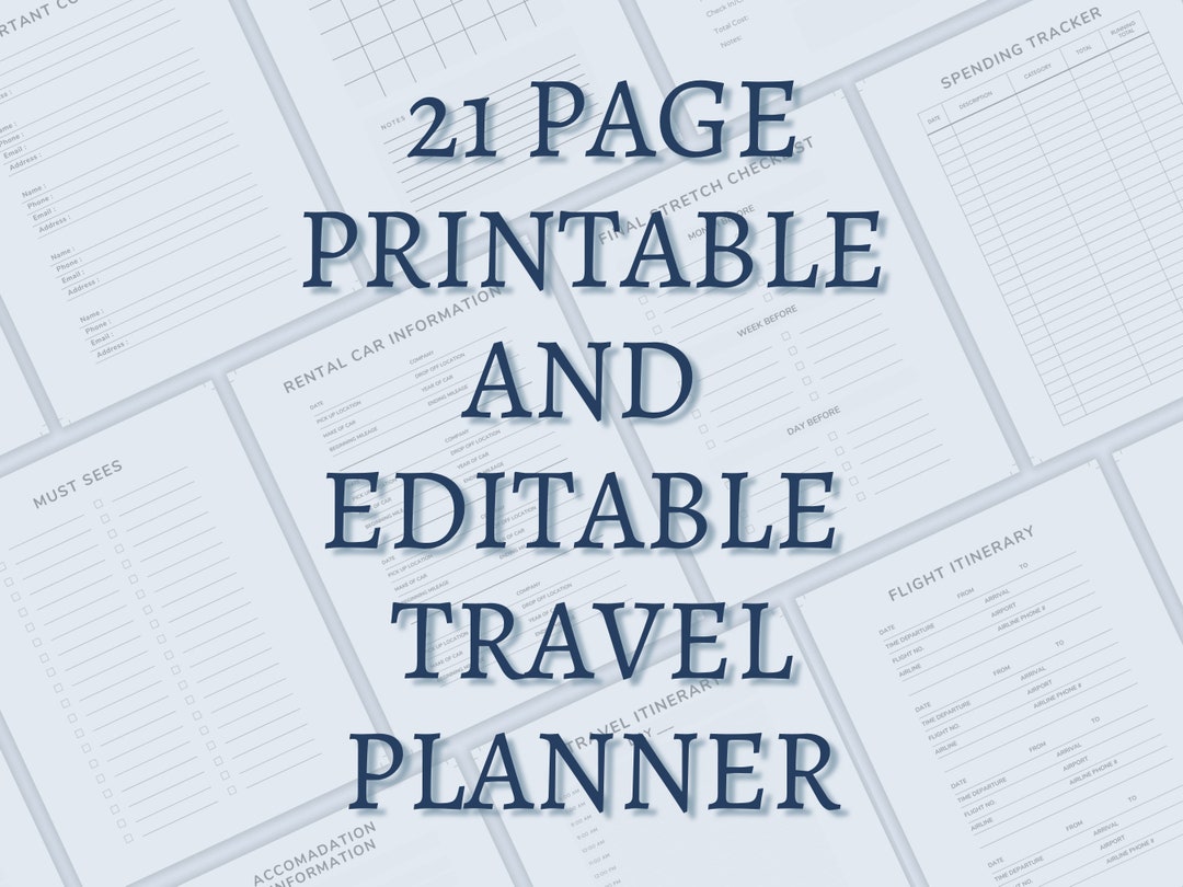 Trip Planner - Travel Planner - Printable Trip Planner - Travel Packing ...