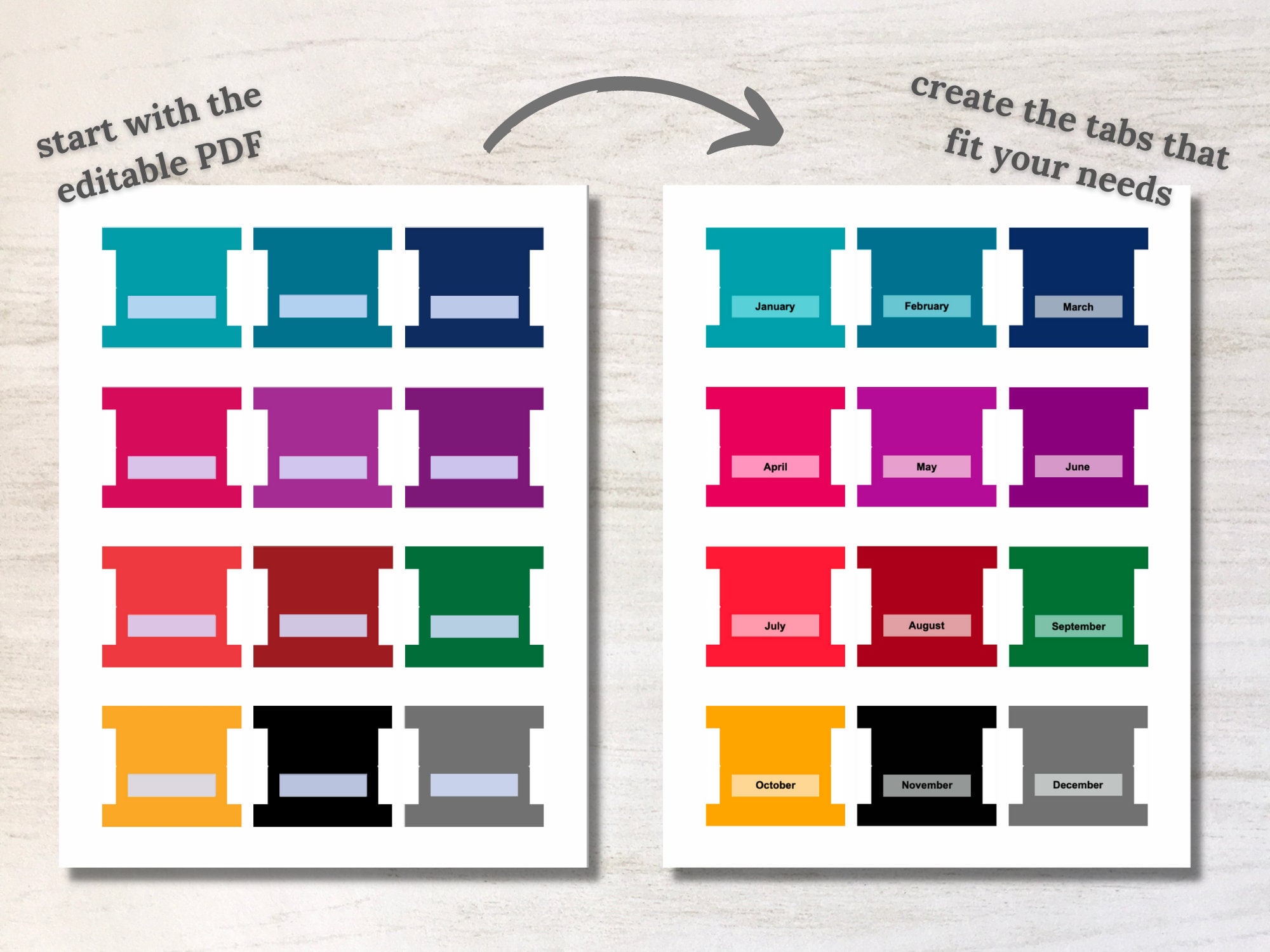 PRINTABLE Planner Tabs EDITABLE Planner Tabs Divider Tabs - Etsy