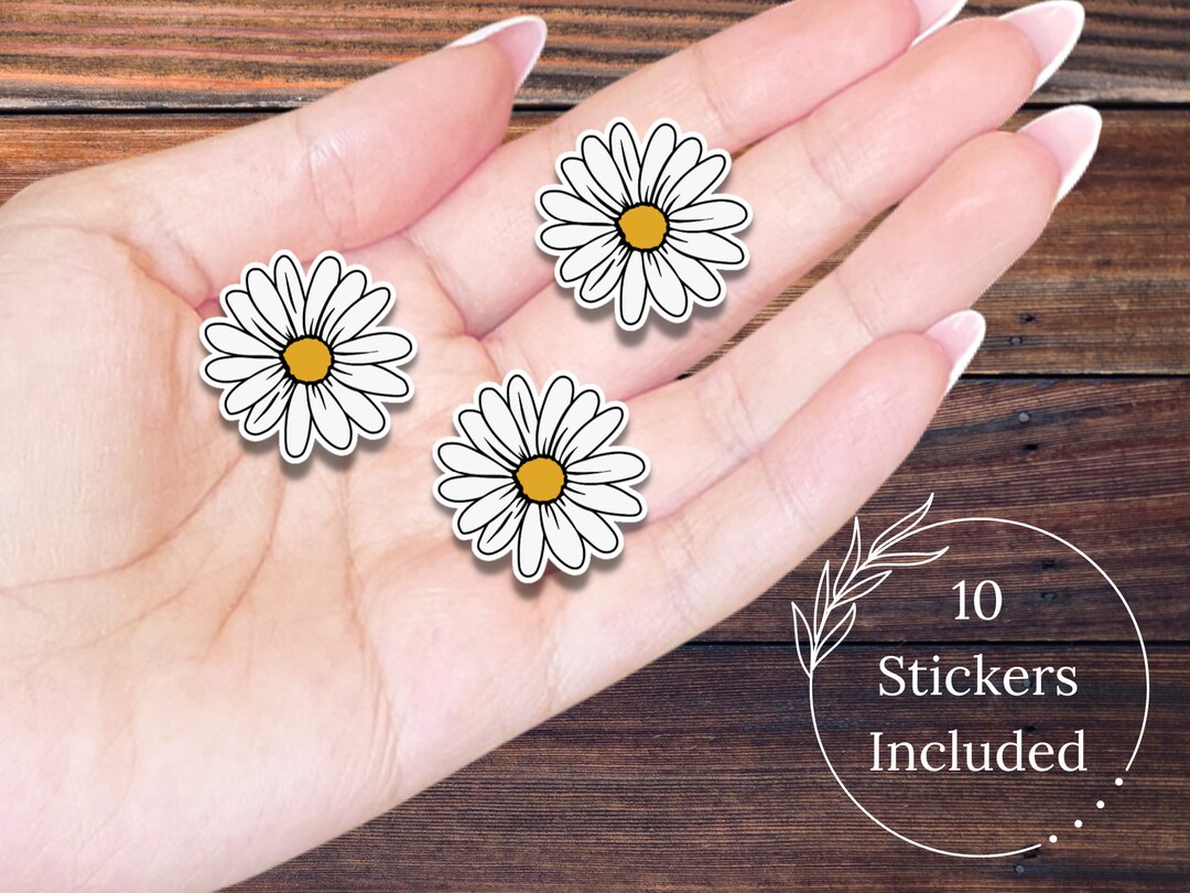Mini Daisy Sticker Pack 10 PCS, Waterproof Sticker, Tiny Flower Sticker ...