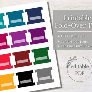 PRINTABLE Planner Tabs, EDITABLE Planner Tabs, Divider Tabs, Household ...