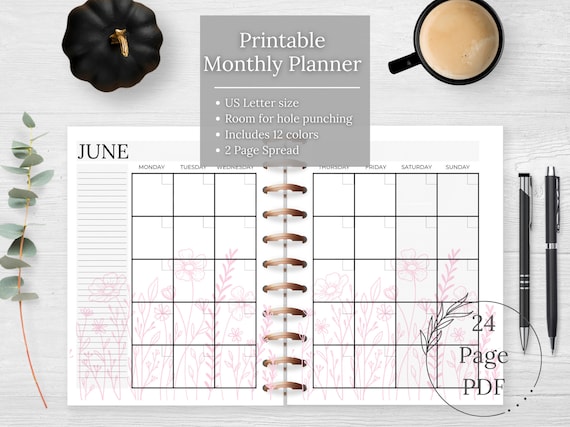 PRINTABLE Monthly Planner Pages Work Planner Everyday - Etsy
