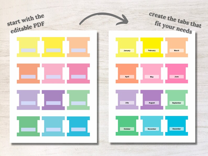 PRINTABLE Planner Tabs, EDITABLE Planner Tabs, Divider Tabs, Household ...