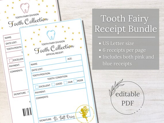 Editable Tooth Fairy Receipt Bundle Tooth Collection Receipt - Etsy