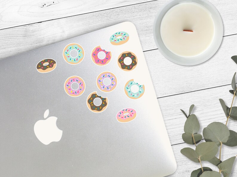 Mini Donut Sticker Pack 10 PCS, Waterproof Sticker, Tiny Donut Sticker ...