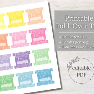 PRINTABLE Planner Tabs, EDITABLE Planner Tabs, Divider Tabs, Floral ...