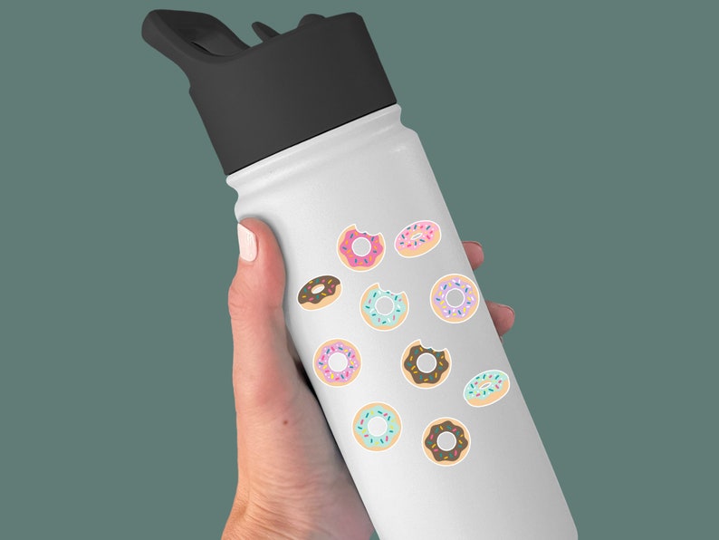 Mini Donut Sticker Pack 10 PCS, Waterproof Sticker, Tiny Donut Sticker ...