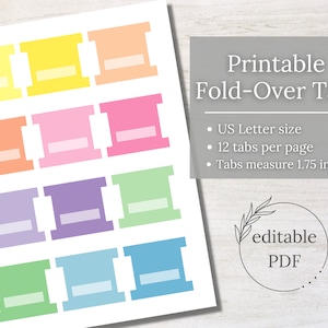 PRINTABLE Planner Tabs, EDITABLE Planner Tabs, Divider Tabs, Household ...