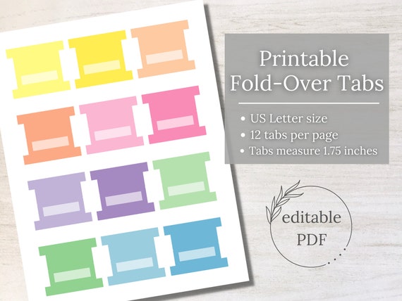 PRINTABLE Planner Tabs EDITABLE Planner Tabs Divider Tabs - Etsy