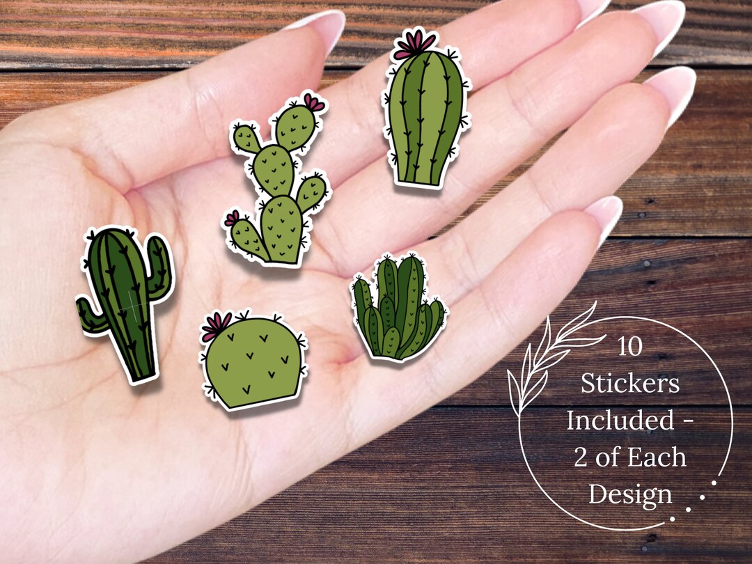 Mini Cacti Sticker Pack 10 PCS, Waterproof Sticker, Tiny Cactus Sticker ...