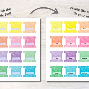 PRINTABLE Planner Tabs, EDITABLE Planner Tabs, Divider Tabs, Floral ...