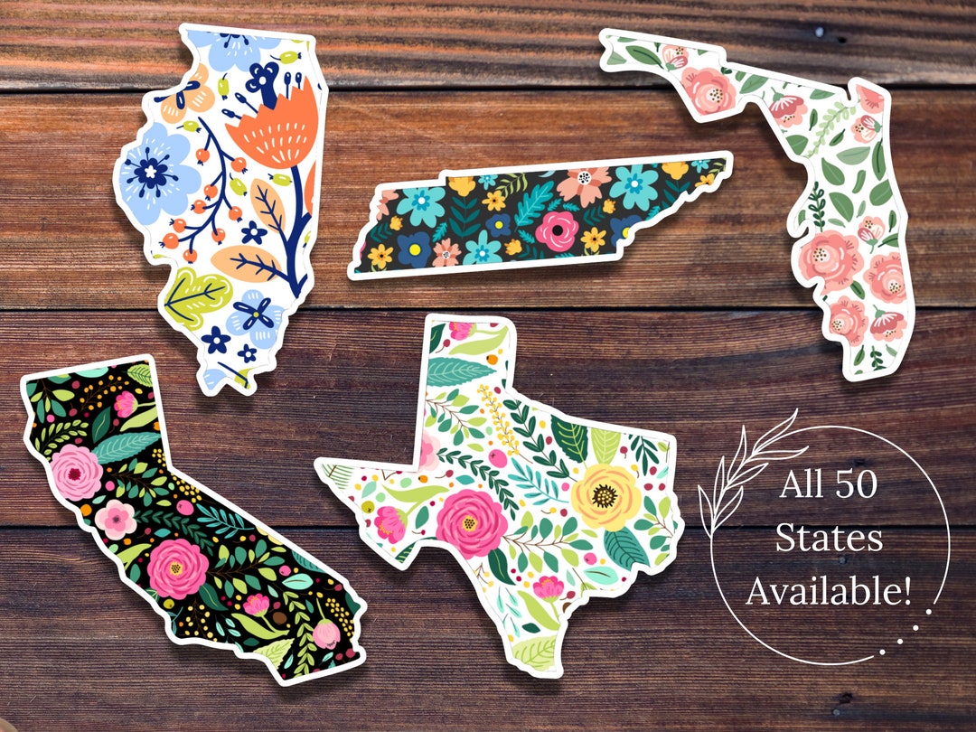 State Stickers, US State Stickers, Vinyl State Stickers, Waterproof ...