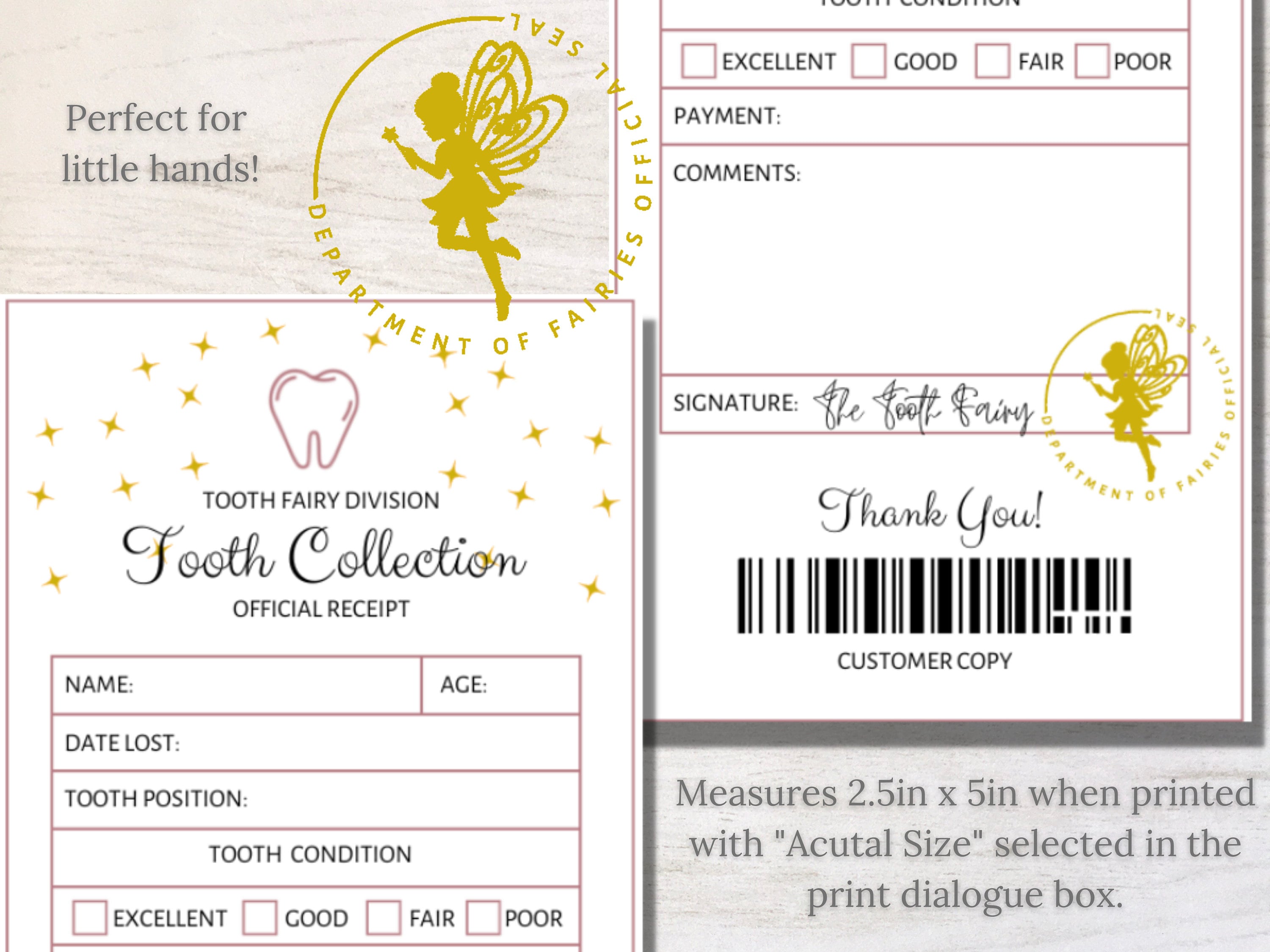 Editable Tooth Fairy Receipt, Tooth Collection Receipt, Pink Printable ...