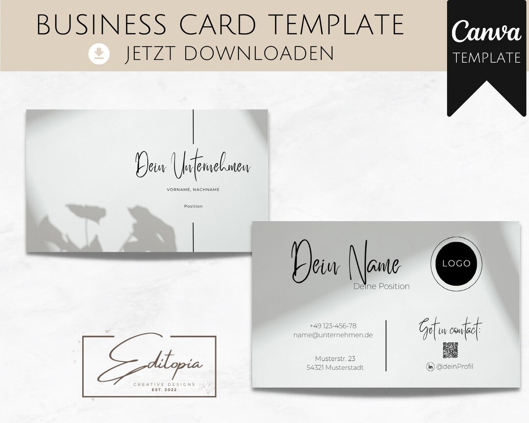 Visiting Card / Business Card Template With QR Code, Instant Digital ...