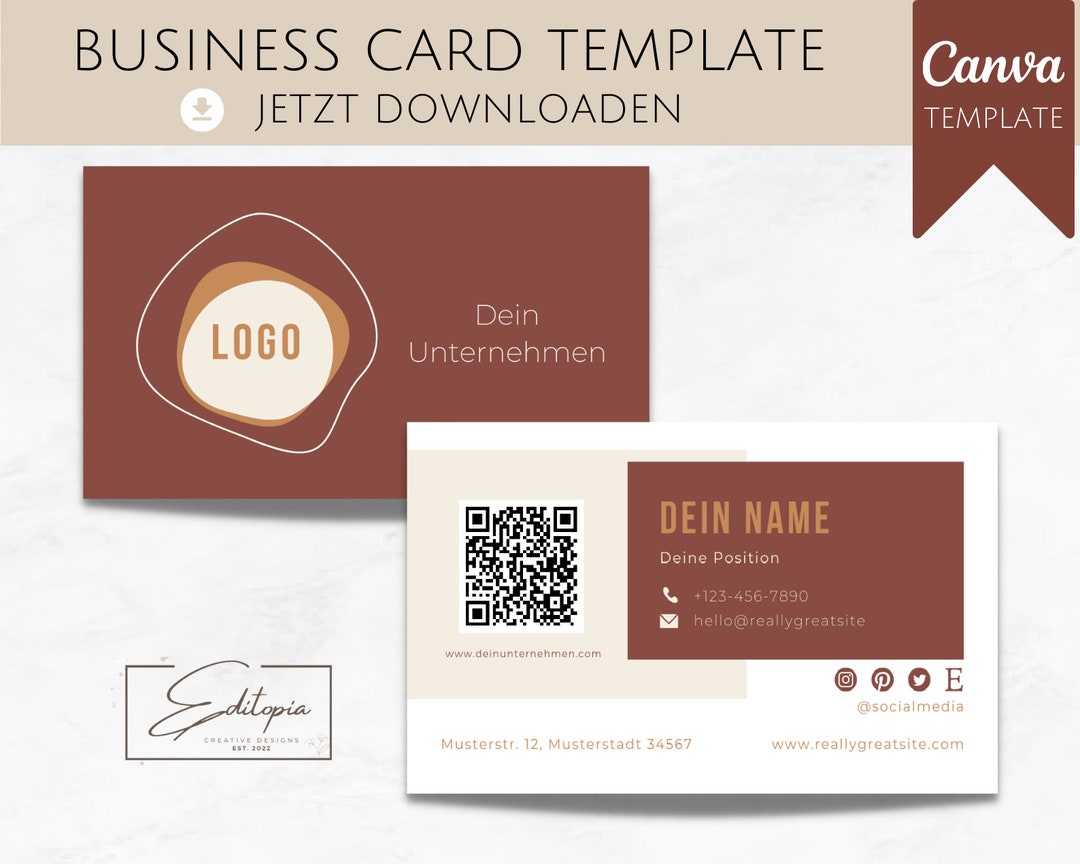 Visiting Card / Business Card Template With QR Code, Instant Digital ...