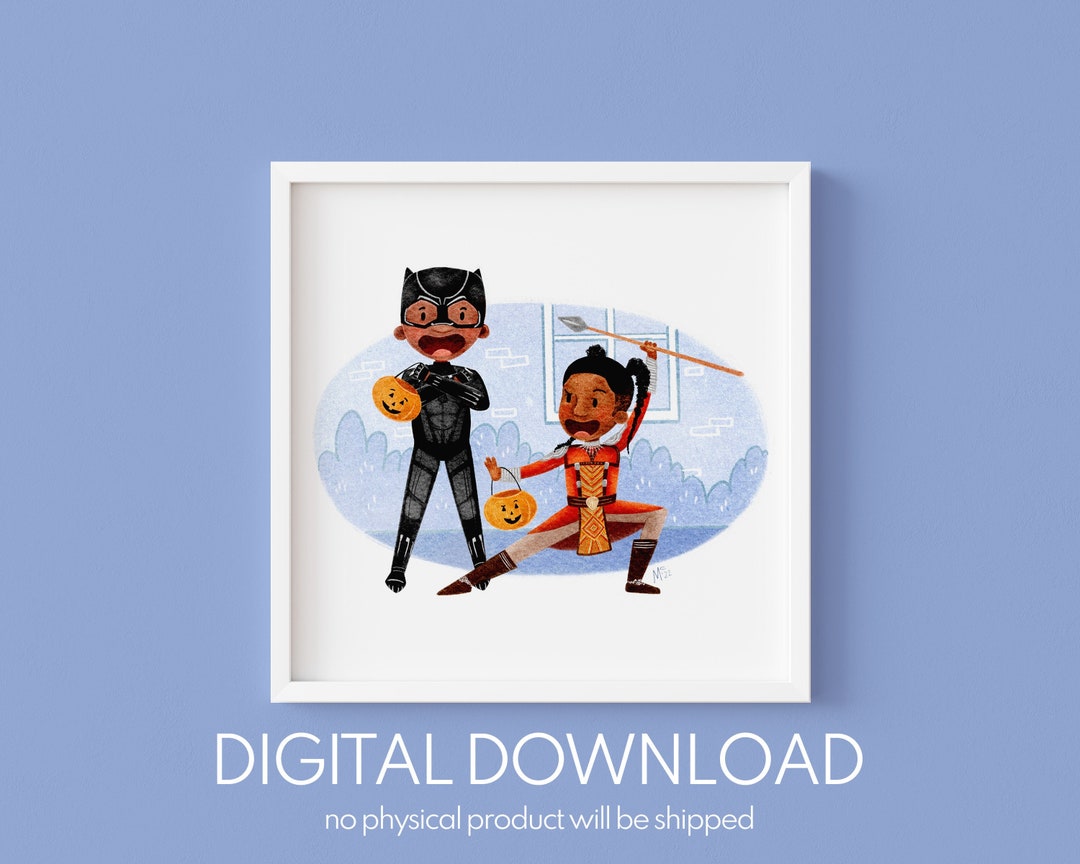 Black Panther and Okoye Printable Art, Cute Marvel Digital Download ...